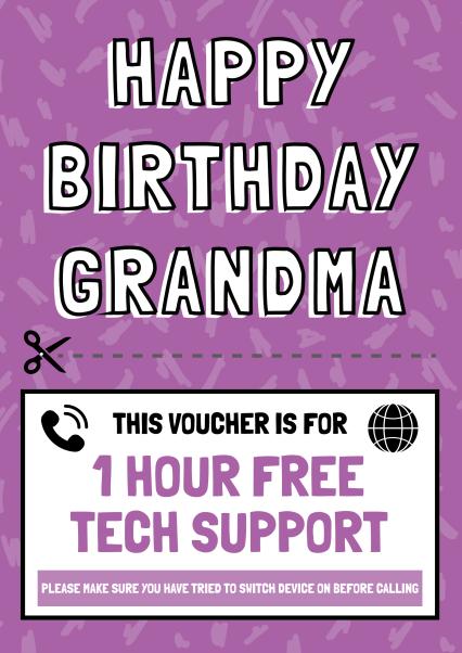 Funny Grandma Tech Support Birthday Card | thortful