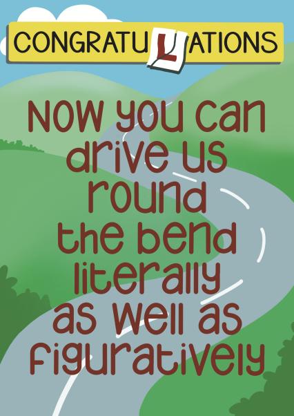 Round The Bend Driving Test Congratulations Card | thortful
