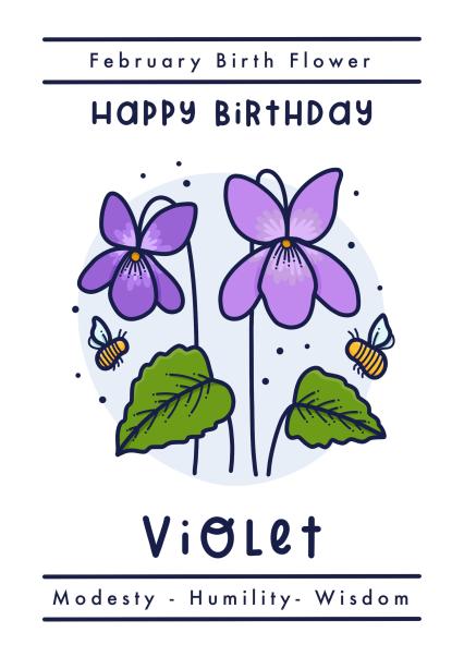 February birth flower happy birthday card - violet | thortful