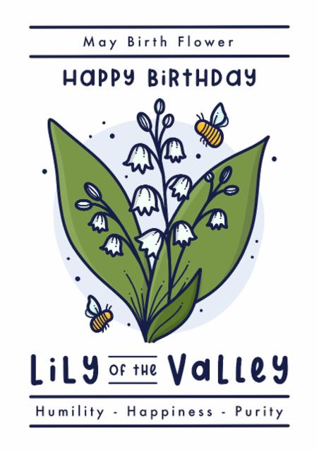 May birth flower happy birthday card - lily of the valley | thortful