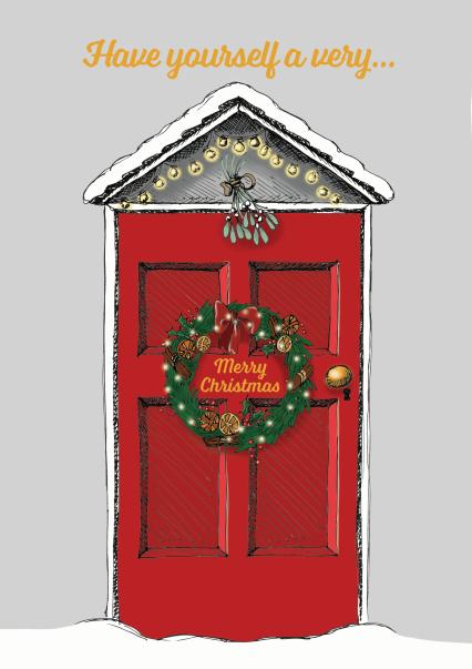 Traditional, cheery Christmas card to wish family and friends season's ...