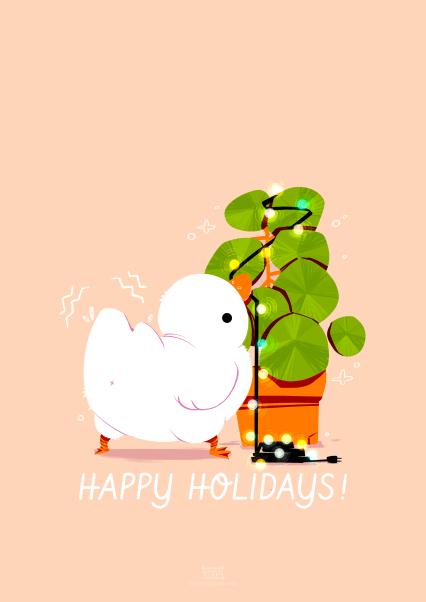 Cute Derpy Holidays Card | Christmas Tree Lights | Duck Cottage Core ...