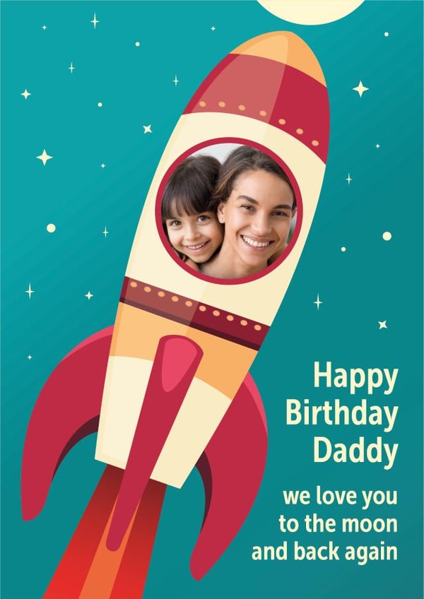 Dad - Birthday - Space Rocket - Photo Card | thortful