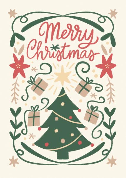 Merry Christmas with a Christmas tree | thortful