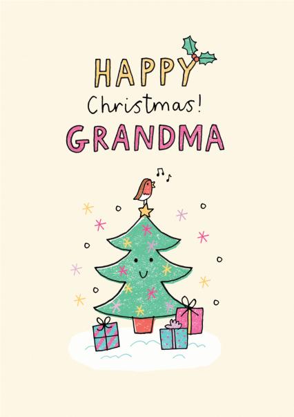 Cute Christmas tree Christmas card for your Grandma - Happy Christmas ...