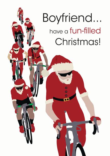 Cycling Christmas Card for Boyfriend - Cycling Santas - road racing ...