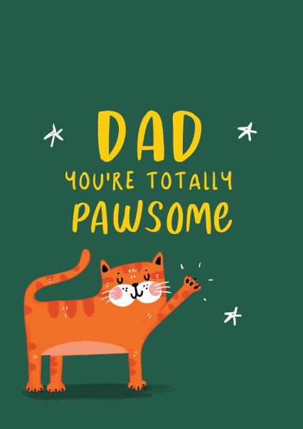 CUTE PAWSOME DAD CARD FOR BIRTHDAY, FATHER'S DAY OR JUST BECAUSE ...