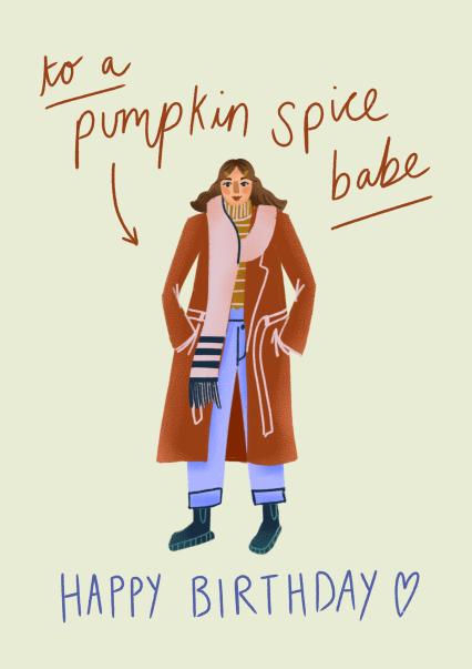 Pretty Autumnal Pumpkin Spice Birthday card for Friends. | thortful