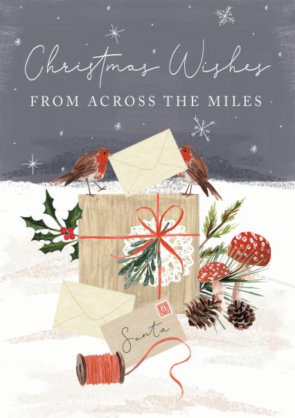 Christmas Wishes From Across The Miles - Traditional Robin Bird ...