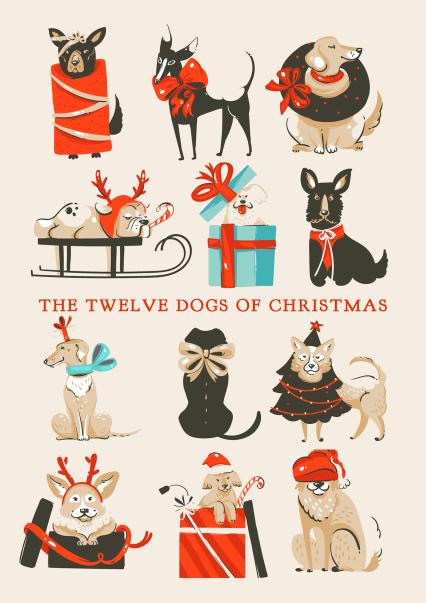 12 Dogs of Christmas Illustrated Christmas Card for Pet Lovers | thortful