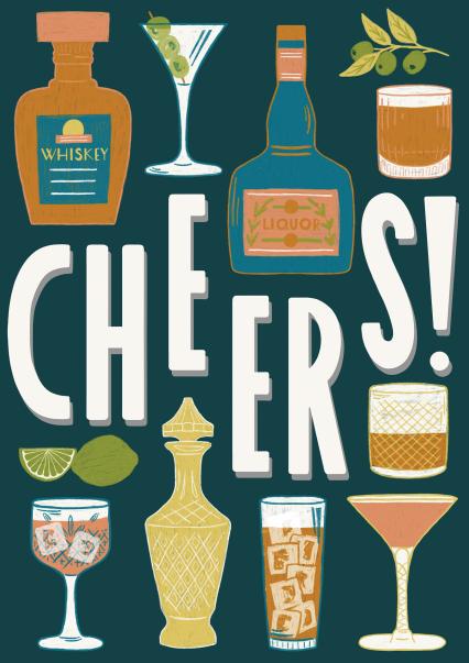 Vintage Cocktails Card - Cheers -Congratulations - Anniversary | thortful