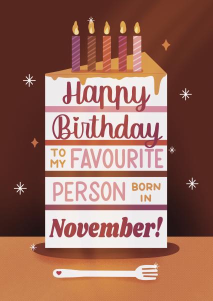 Lovely November Birthday Card for your Favourite Scorpio Baby! | thortful