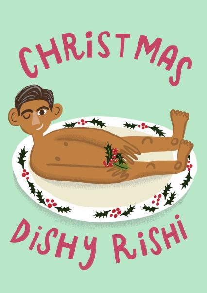 Funny Cheeky Christmas Card-Christmas Dishy Rishi-PM | thortful