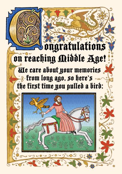 Cheeky birthday card for man aged 50 or 60 - medieval falconer ...