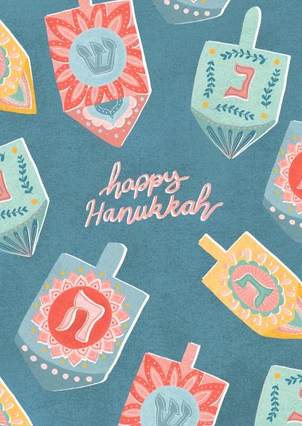 Happy Hanukkah Dreidels Card | thortful