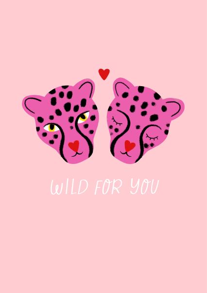 Card with leopards for lovers. Сard for Valentine's Day. | thortful