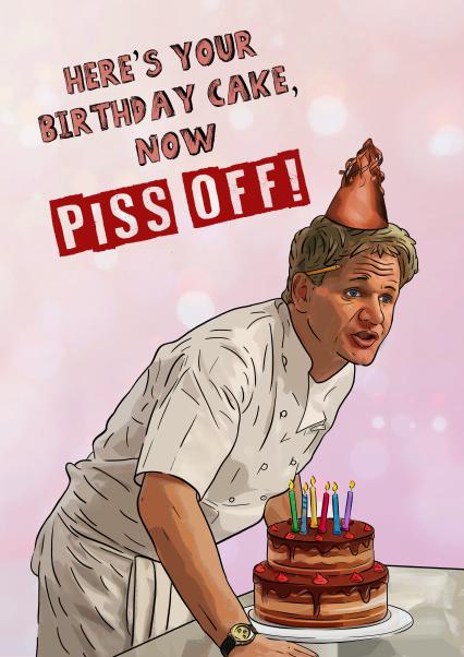 Gordon Ramsay - Hell's Kitchen, Cake, Funny, Rude, Birthday Card ...