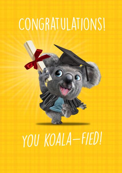 Cute Funny Koala Graduation Exam Congrats Card | thortful