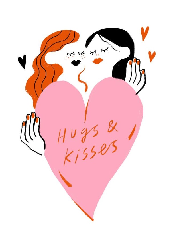 Pretty Anniversary Card - Hugs And Kisses - LGBTQ+ | thortful
