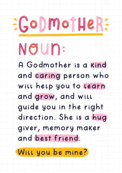 Will you be my Godmother - Godmother Definition Card | thortful