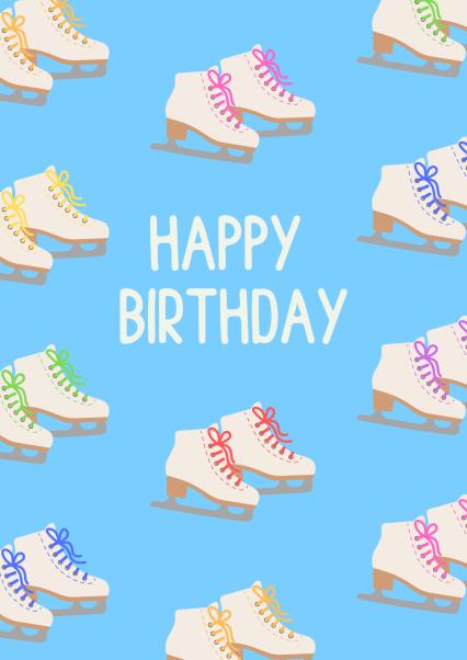 Cute Birthday Card Ice Skating - Happy Birthday | thortful