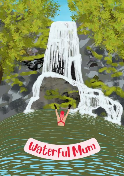 Cute Birthday card - Waterfall - Mum - Open Water Swimming | thortful