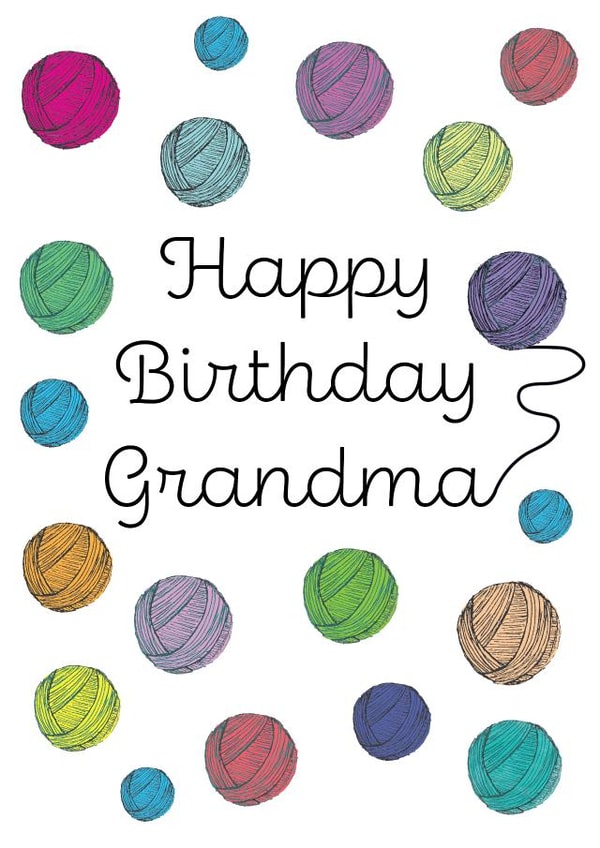 Birthday Card For Grandma - Balls of yarn - Knitting Inspired - Crochet ...