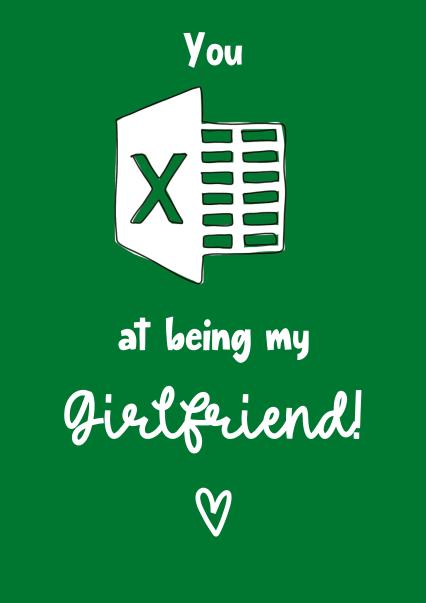 Cute excel themed card for girlfield | thortful
