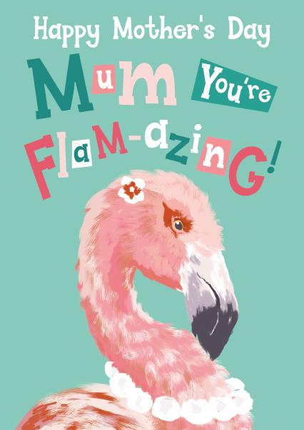 Cute animal Mum Flam-azing Flamingo Mother's Day card | thortful
