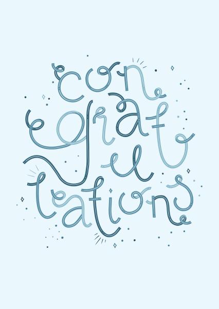 Cute congratulations card for friends & family in blue | thortful