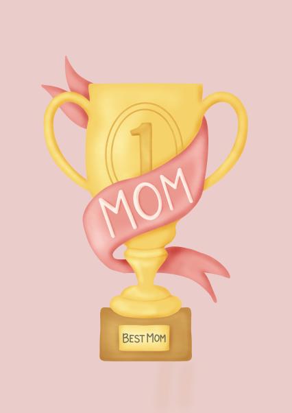 Illustrated Trophy to the best Mom in the world | thortful