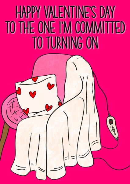 Witty Valentine’s Day Card - Commitment to Turing On The Blanket - For Partner | thortful