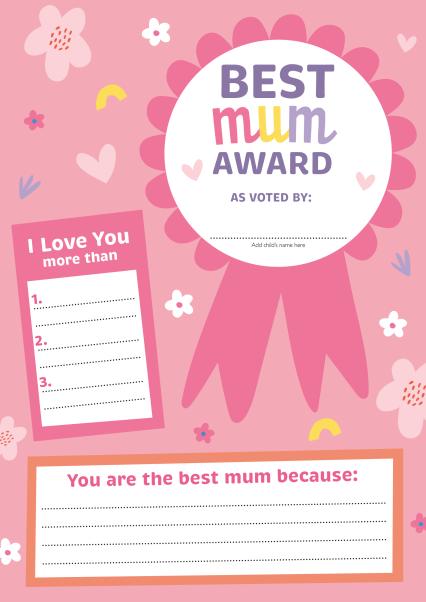 Cute Mother's Day Card - Best Mum Award - Fill-In Yourself | thortful