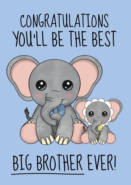 Cute Baby Congratulations - Big Brother - Elephants | thortful