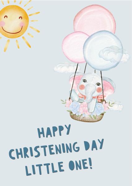 Cute Christening Card - Little One - Balloon | thortful