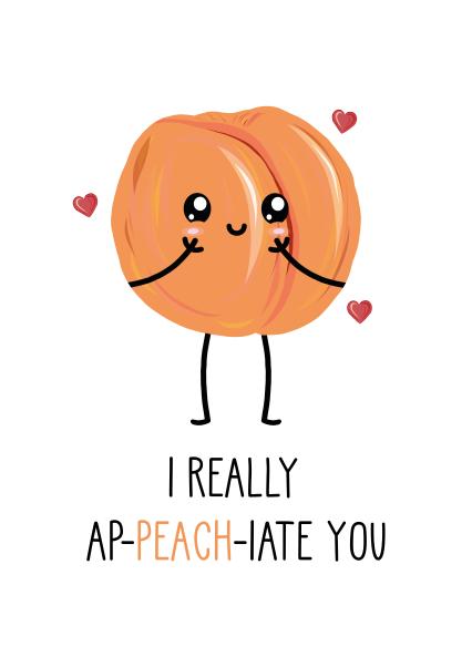 Cute Thank You Card - Peach - Appreciate - Pun | thortful