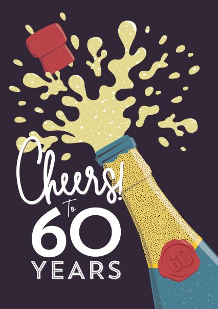Celebratory Birthday/Anniversary Card - Cheers to 60 Years | thortful