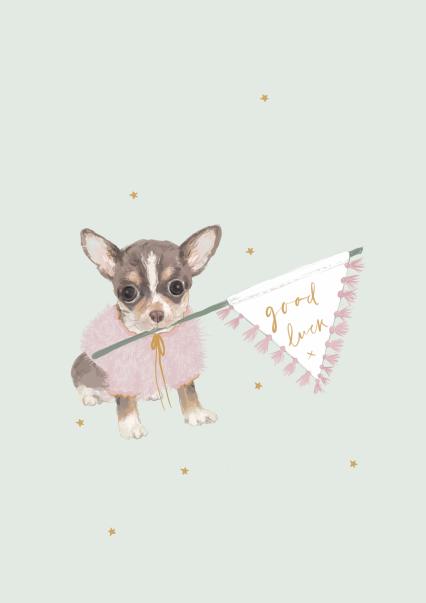 Good Luck Chihuahua With Flag Card | thortful