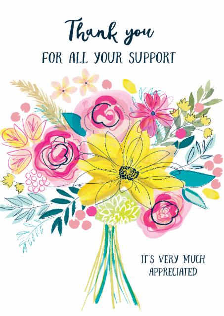 Thank you for your support card with pretty florals | thortful