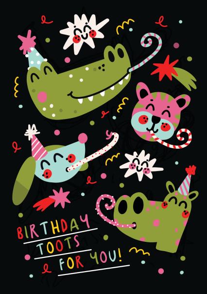 Cute Birthday Card - Animal Toots for You | thortful