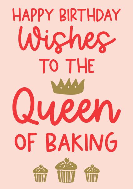 Fun Birthday card - Queen of Baking | thortful