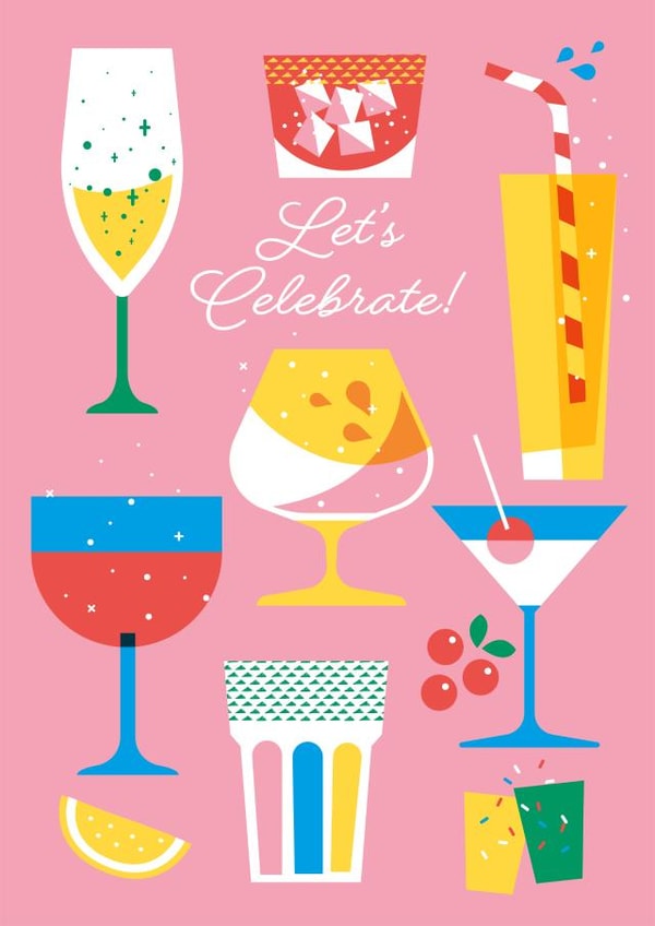 Illustrative Card - Let's Celebrate | thortful