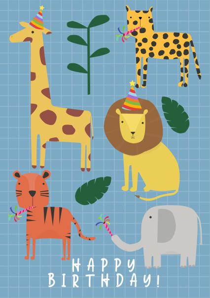 Cute Birthday Card - For Kids - Jungle Animals | thortful