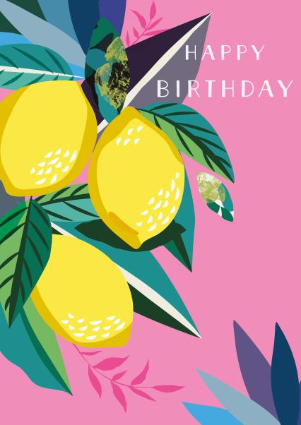 Happy Birthday - when life gives you lemons - Contemporary abstract ...