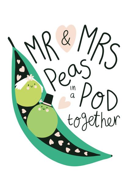 Mr & Mrs Wedding Card - Peas in a Pod | thortful