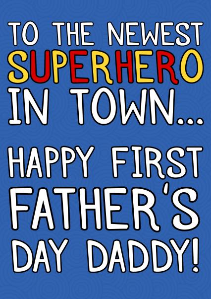 Cute Father's Day Card - 1st - Superhero Daddy | thortful