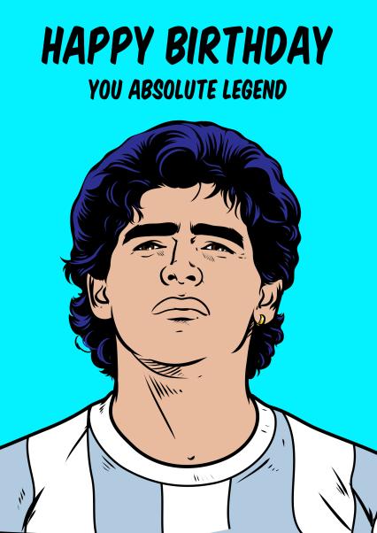 Happy birthday card featuring legendary football player, Diego Maradona ...