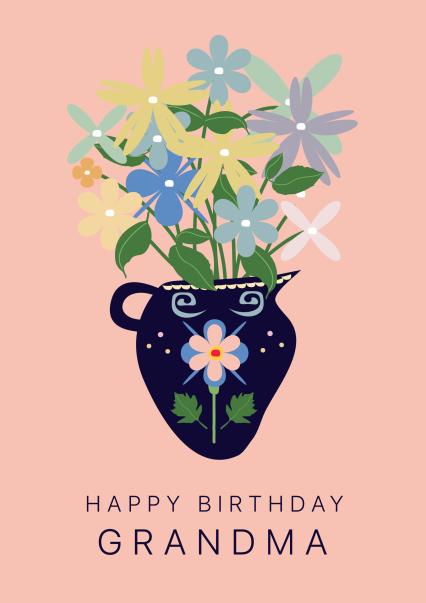 Cute Birthday Card - Grandma - Flowers | thortful