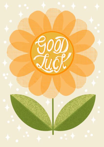 Cute Retro Flower Good Luck Card - Yellow Daisy | thortful