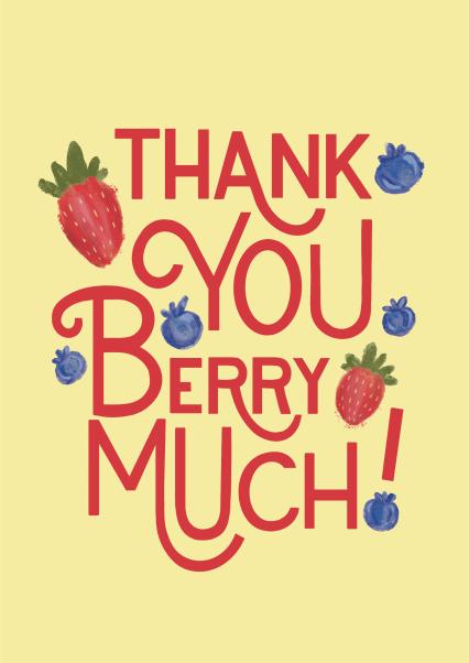 Cute Thank You card - Thank You Berry Much | thortful